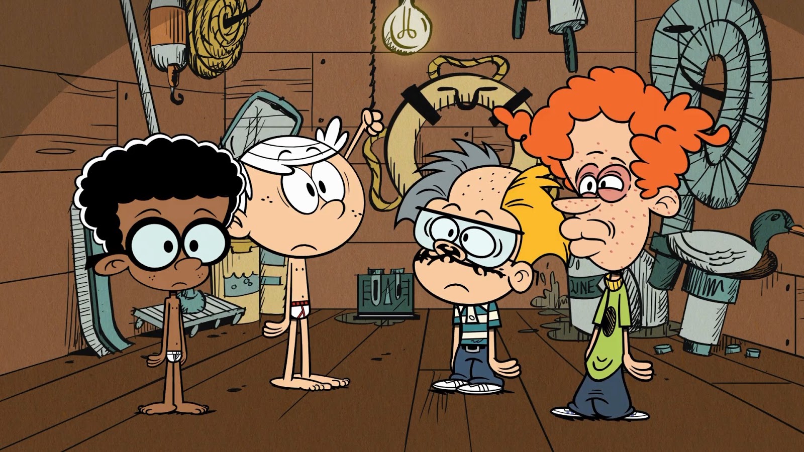 Shirtless Cartoon Boys: Lincoln Loud & Clyde McBride in Briefs