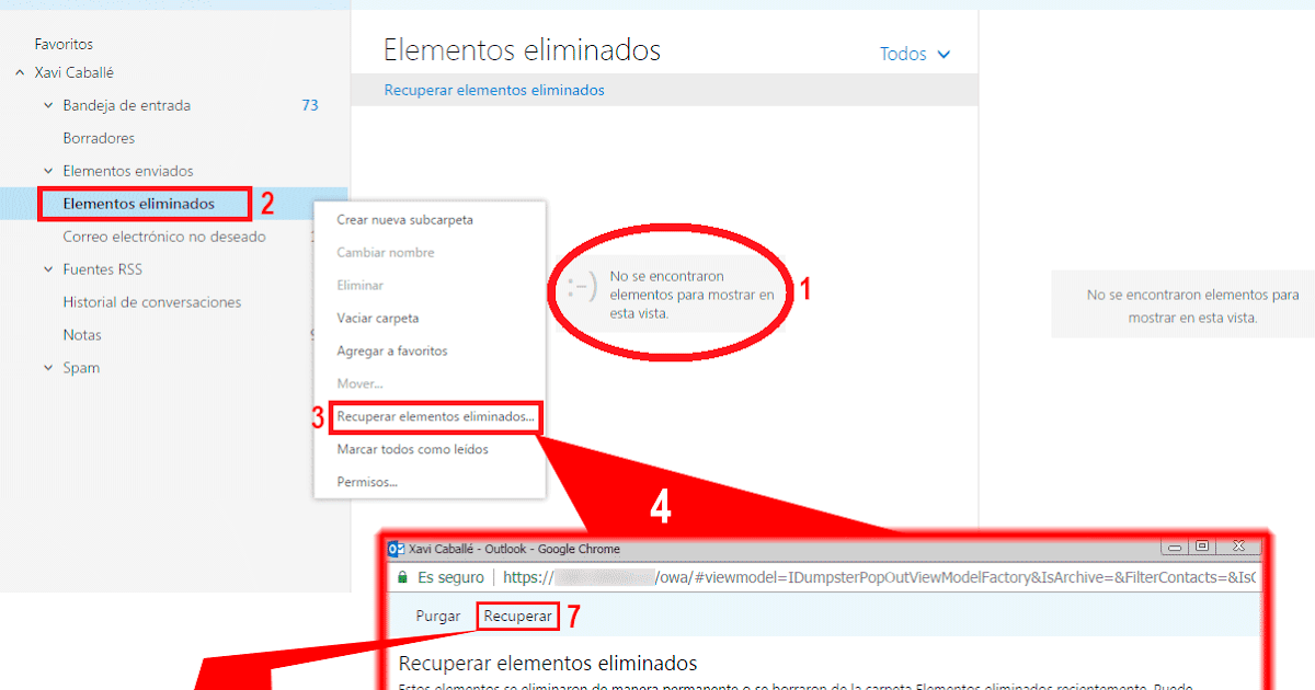 Pantallazos.es: Outlook Web Access OWA: Recuperar elementos borrados de la bandeja elementos ...
