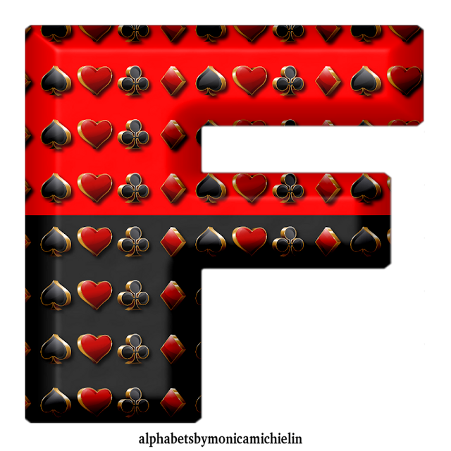 M. Michielin Alphabets: RED BLACK SUIT PLAYING CARDS ALPHABET, NUMBERS ...