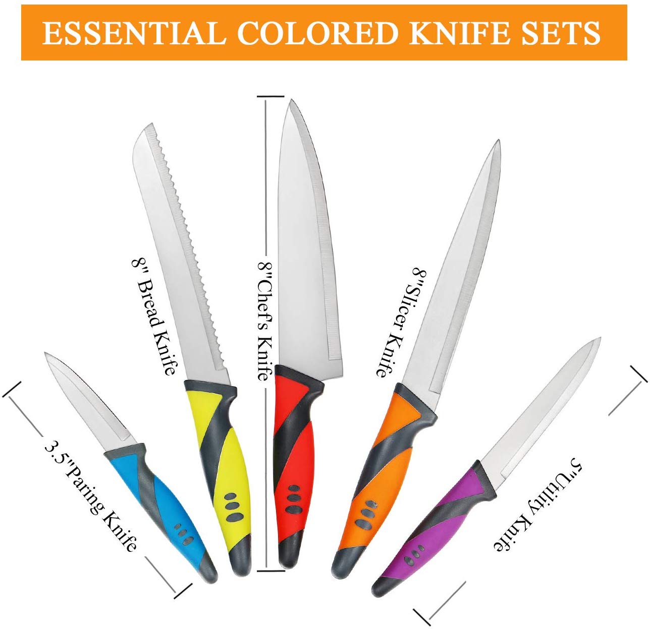 5 Piece Cook Knife Set with Rotating Knife & Utensil Holder