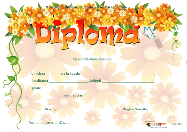 verde personalizat: Diploma scolara model S016