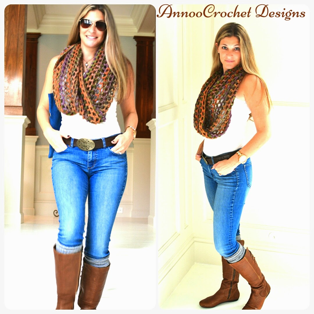 Annoo's Crochet World: Super Easy Infinity Scarf Free Tutorial