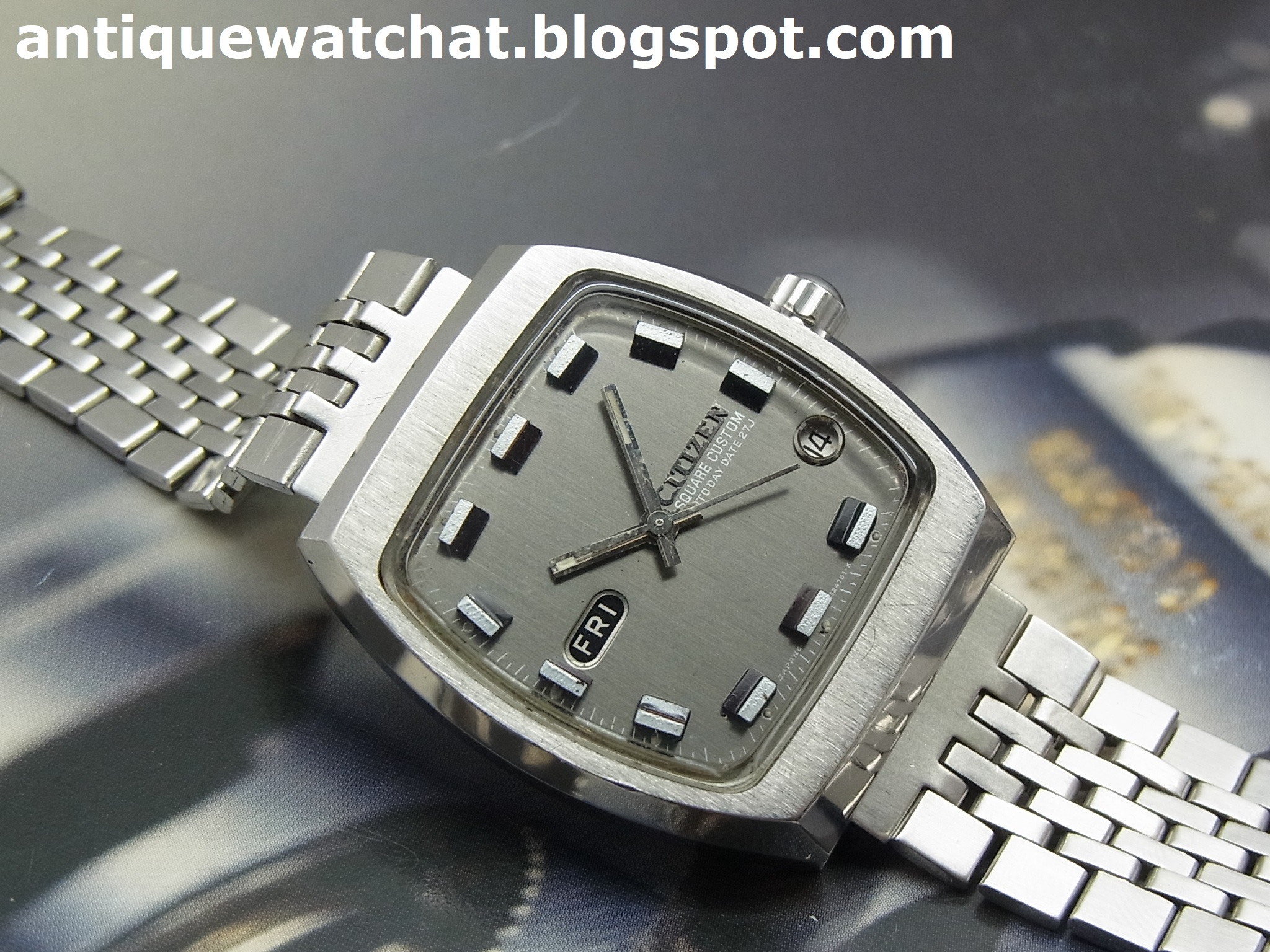 Antique Watch Bar: CITIZEN SQUARE CUSTOM AUTO DATE 27 JEWELS CTZ270