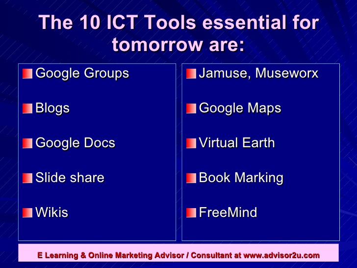My ICT Classroom : List of ICT tools for reference.
