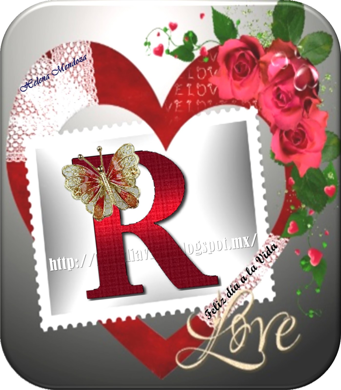 Iniciales Nombres y Más: Iniciales en un bello corazón J a la R