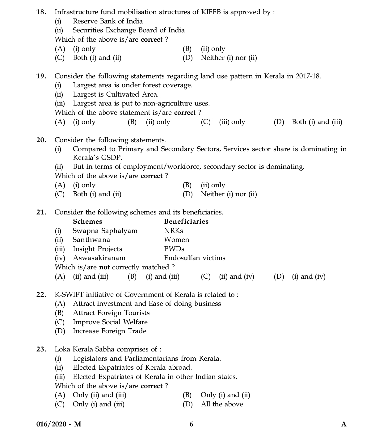 KAS Question Paper 2 with Answer Key 16/2020 - Kerala PSC - PSC THRILLER