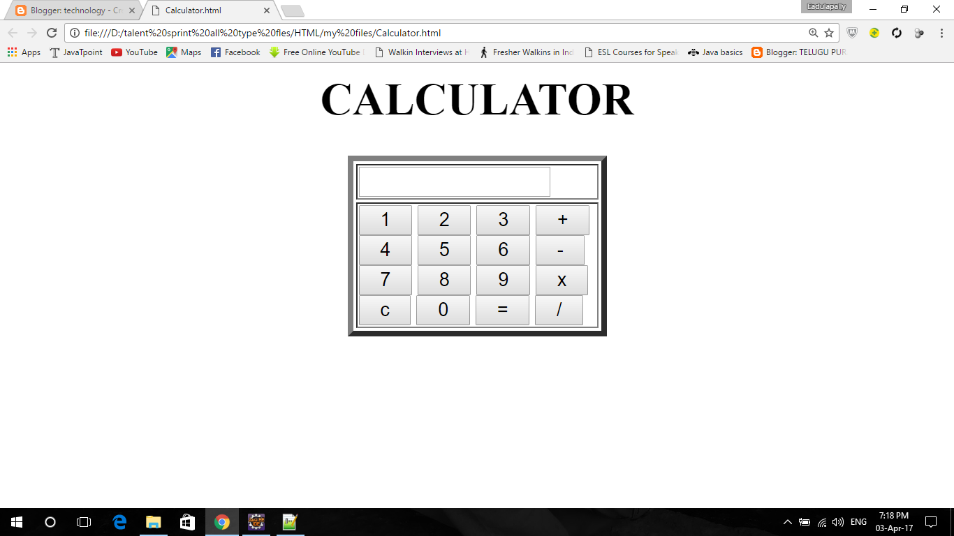write a calculator program using Html ans JavaScript ~ interview programs