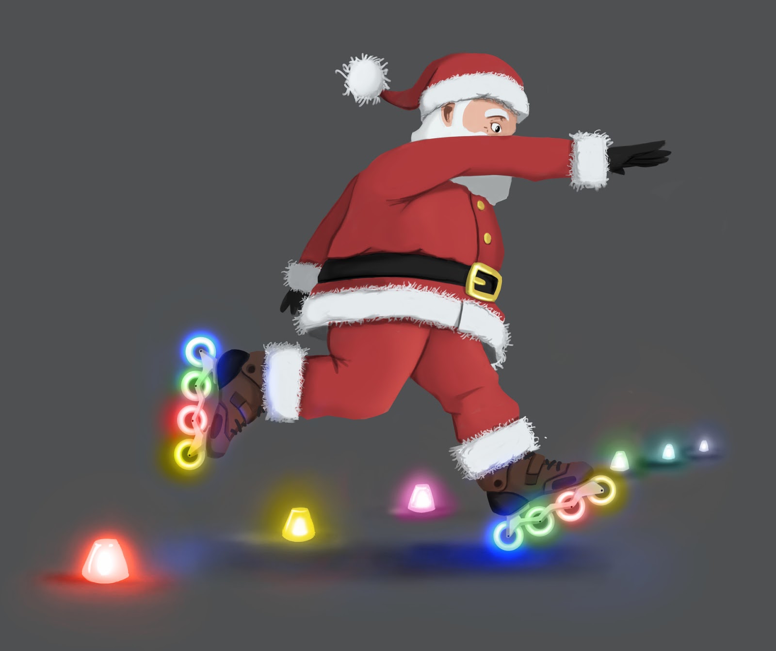 Roller Skating Santa Claus