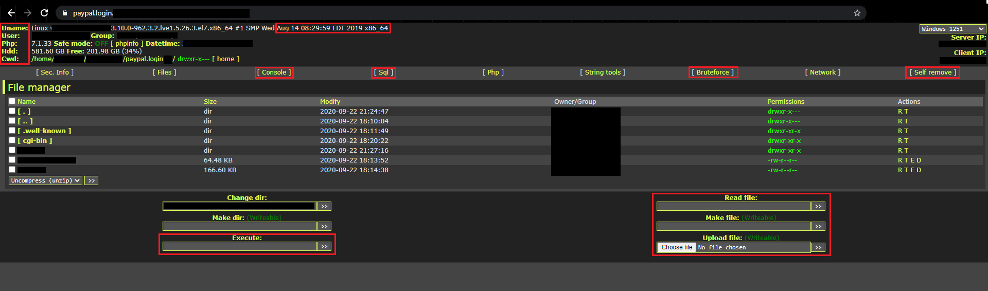 Analysing a Phishing C&C server