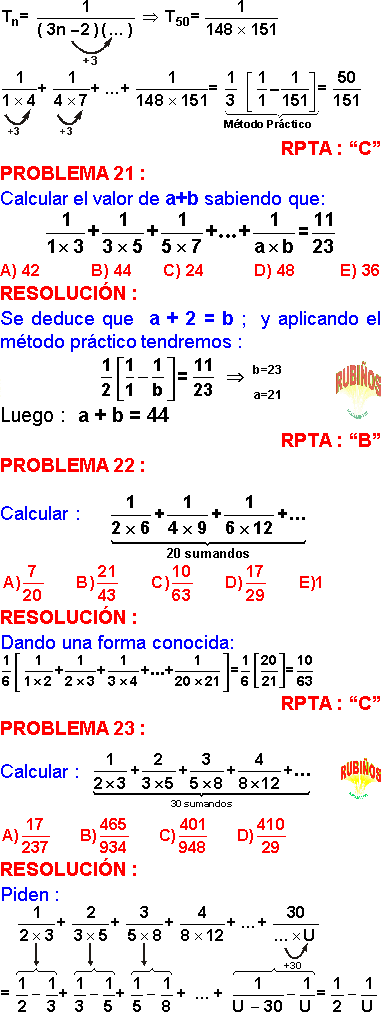 SERIES Y SUMATORIAS PROBLEMAS RESUELTOS OPERADOR SIGMA DE RAZONAMIENTO ...