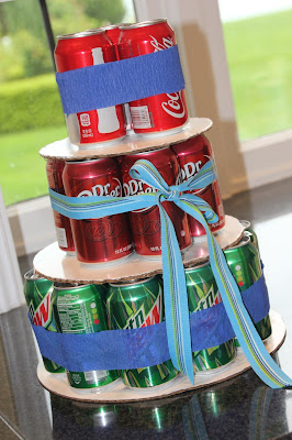 Girls in Aprons: Soda Can "Cake" - Great Birthday Idea!