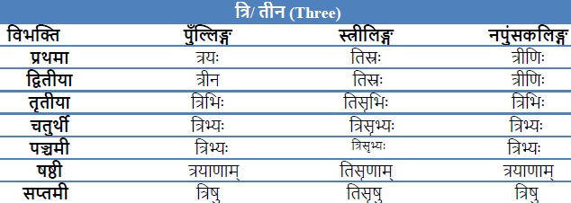 Tri shabd roop in Sanskrit