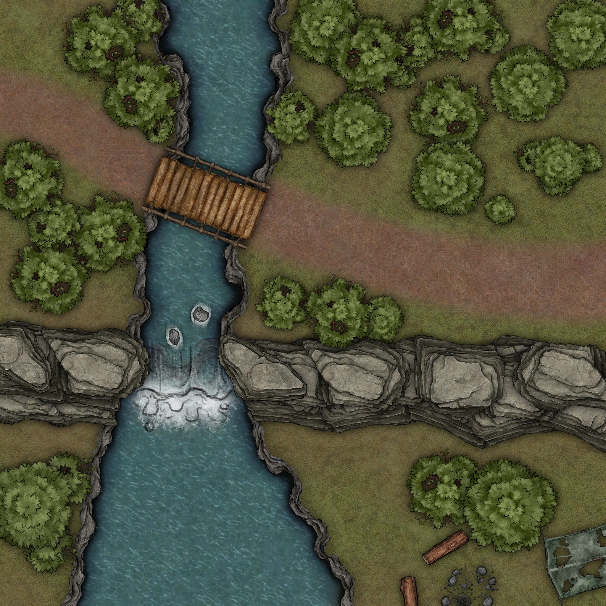Osrynn's Oddments: Waterfall Battlemap