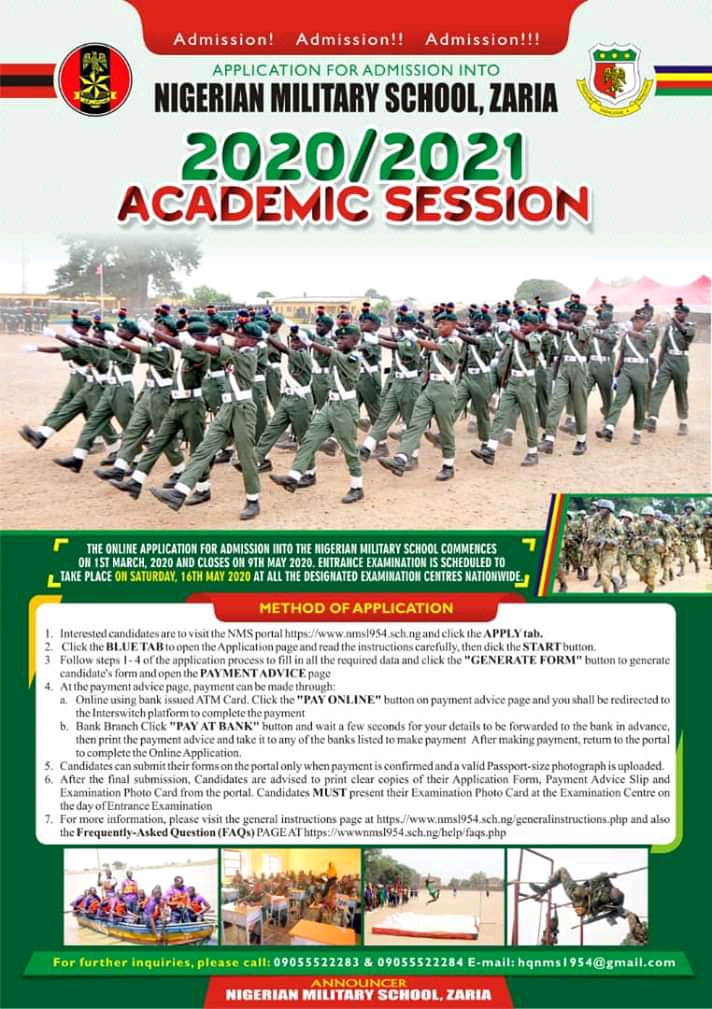 NMS Zaria Admission Form into JSS1 2020/2021 | How to Apply