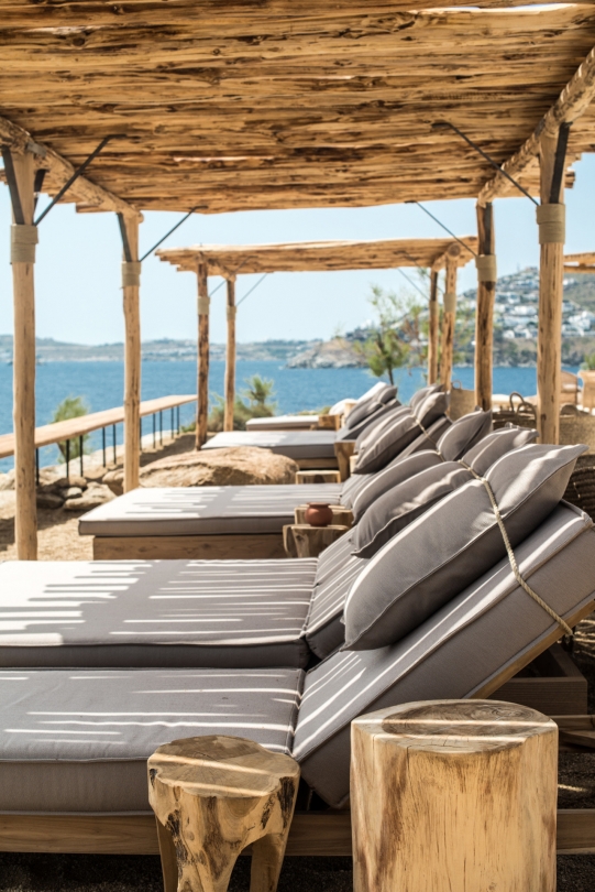 Scorpios beach club in Mykonos, Greece