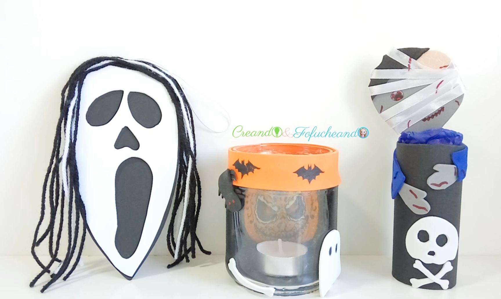 3 Ideas para Halloween con Material Reciclado : Dulcero, Adorno y Portavelas | Creando y Fofucheando