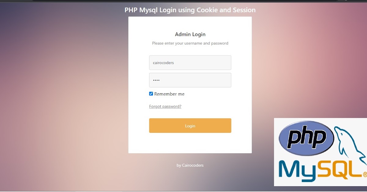 PHP Mysql Login using Cookie and Session | Tutorial101
