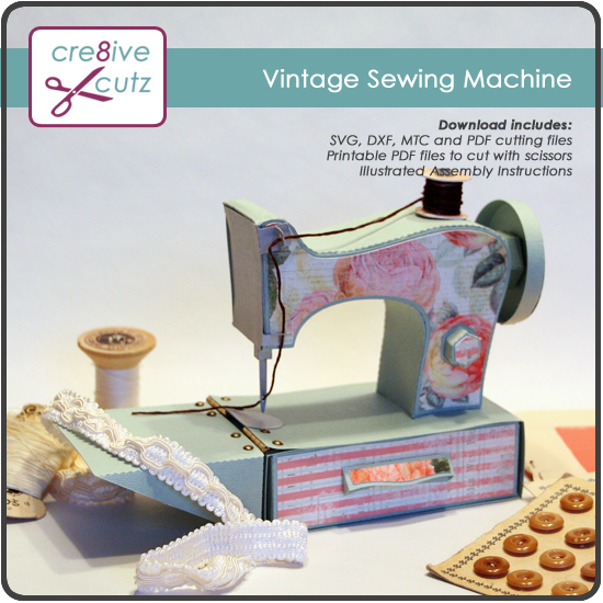 Paper Craft Creations: 3D Paper Vintage Sewing Machine