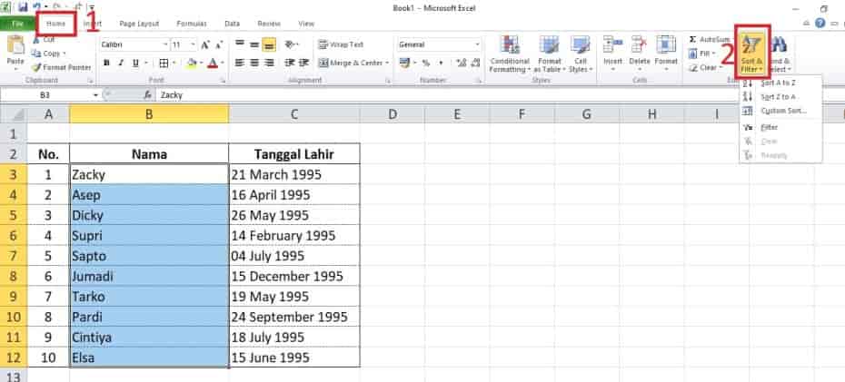 Cara Mengurutkan Data di Excel dengan Mudah