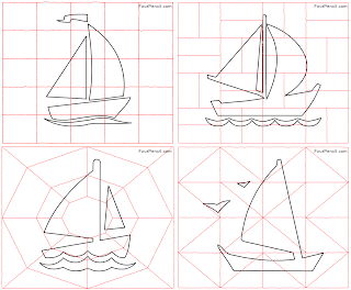 Four grid: Free printable Boat grid line drawing worksheet/activity for ...