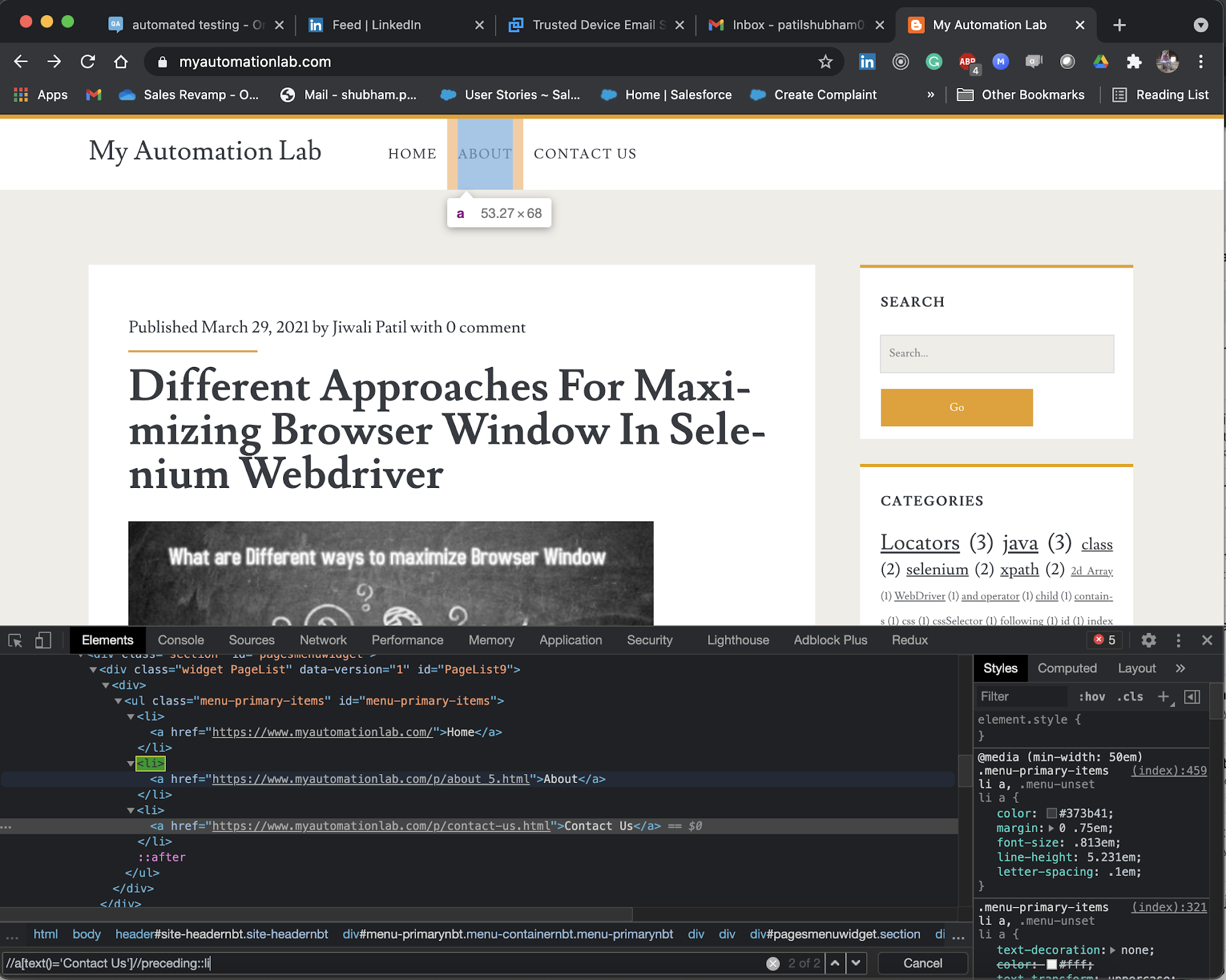 XPath Writing & Techniques ~ My Automation Lab