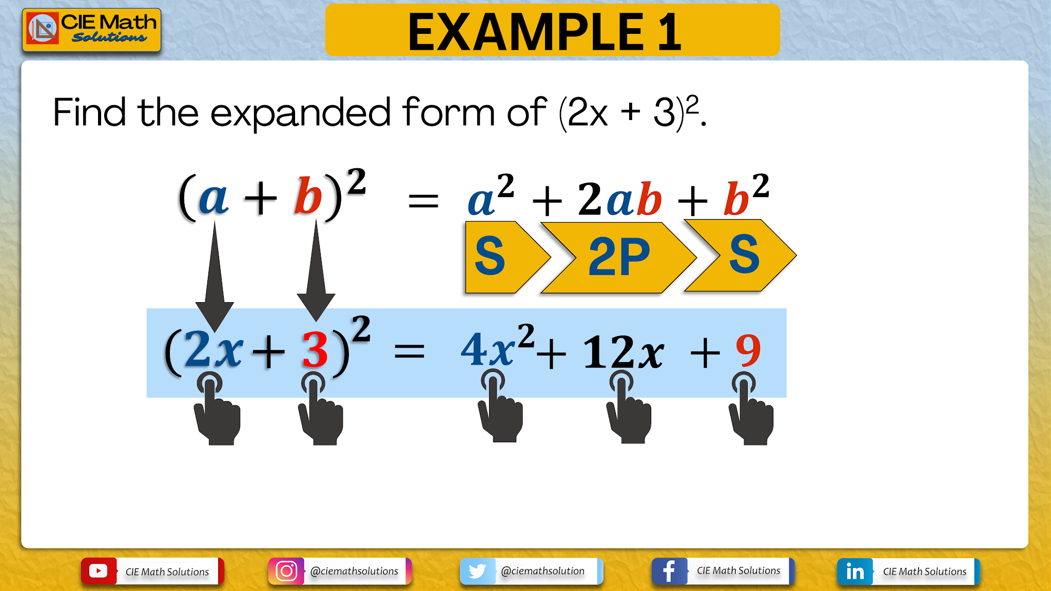 Expanding the Square of any Binomial the Fastest and Easiest Way - CIE ...