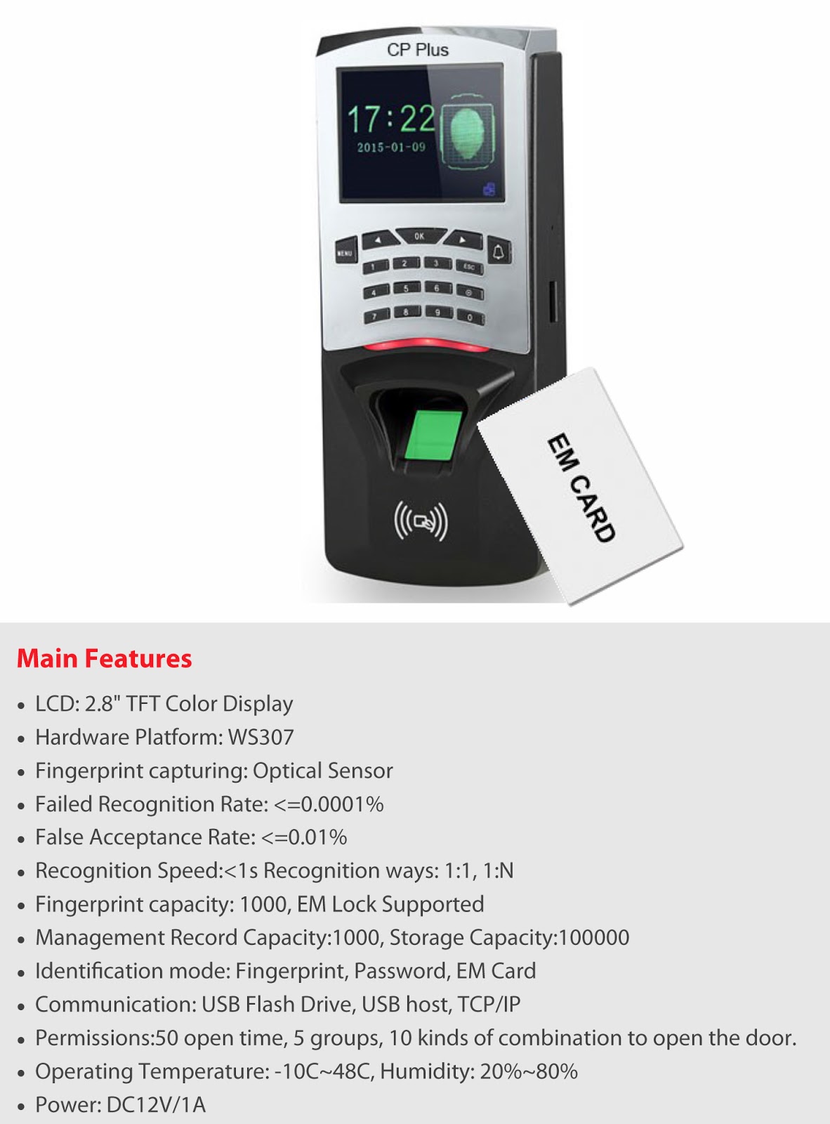 CP Plus biometric Time Attendance and Access Control System with RFID ...