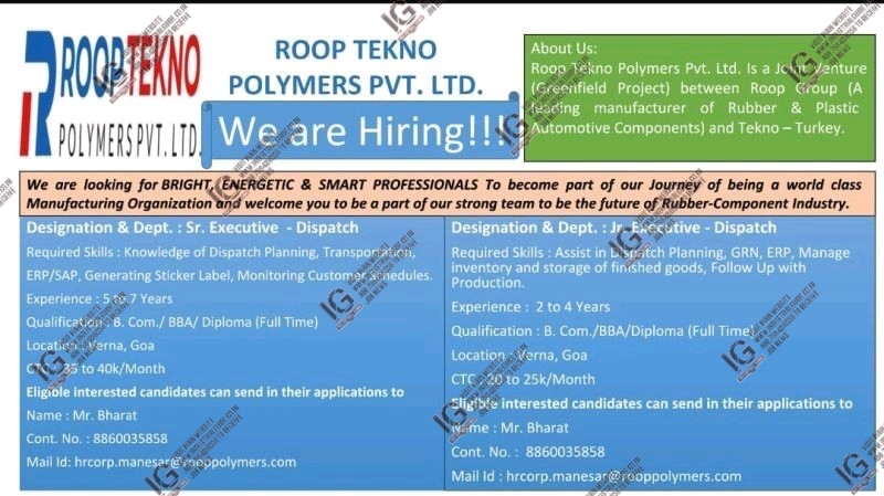 Roop Tekno Polymers jobs for Production Quality Lab Technical IT ...