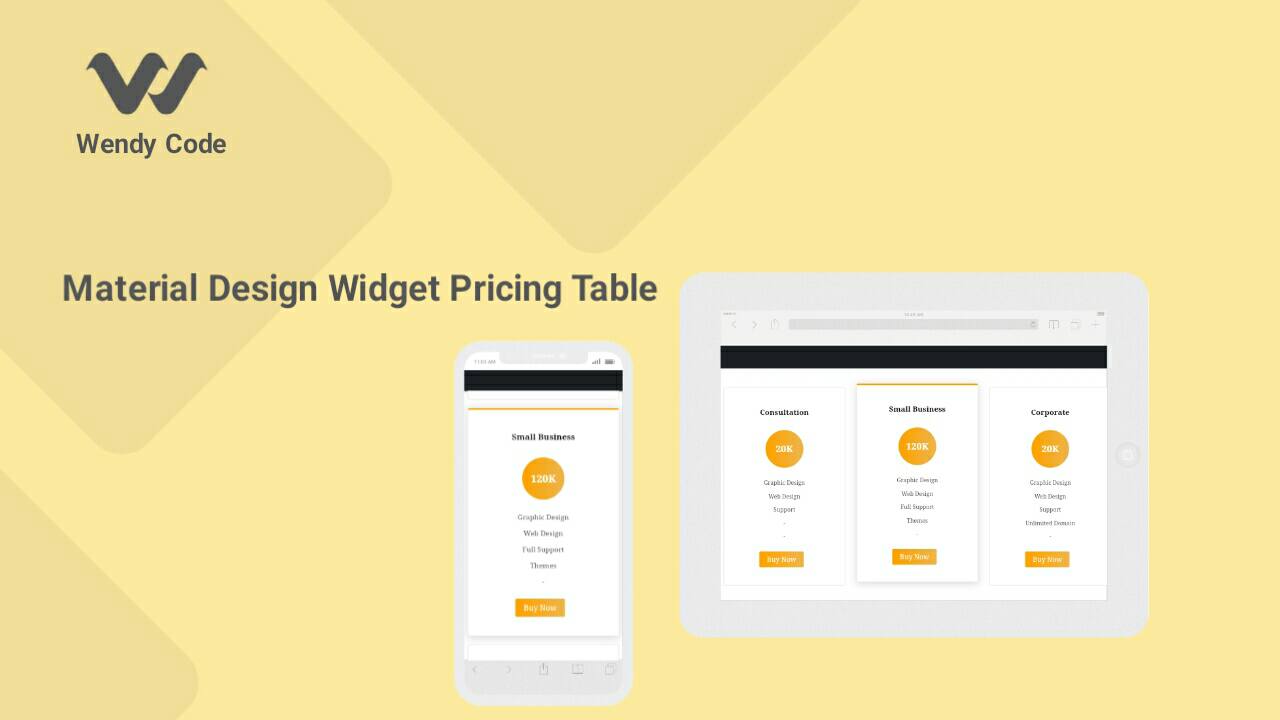 material design widget pricing table - Wendy Code
