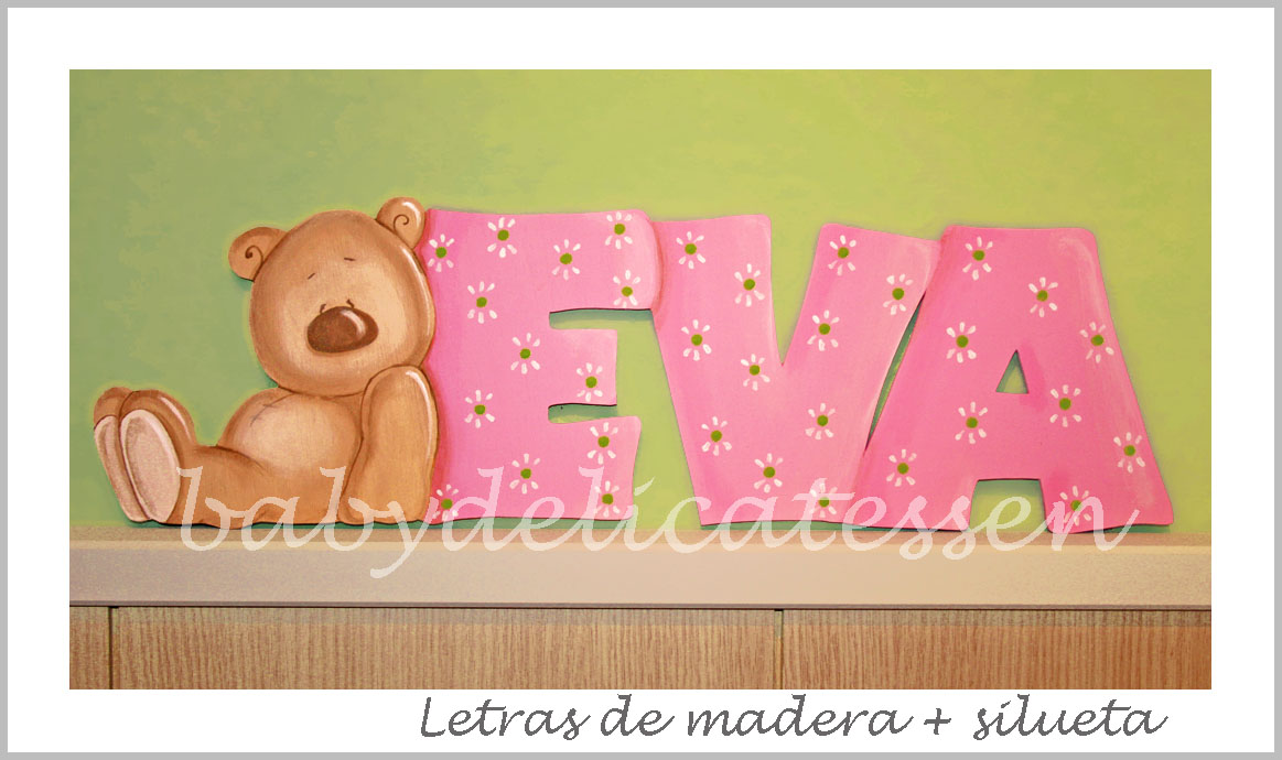 BABY DELICATESSEN LETRAS DE MADERA: LETRAS PARA EVA CON SILUETA DE OSO