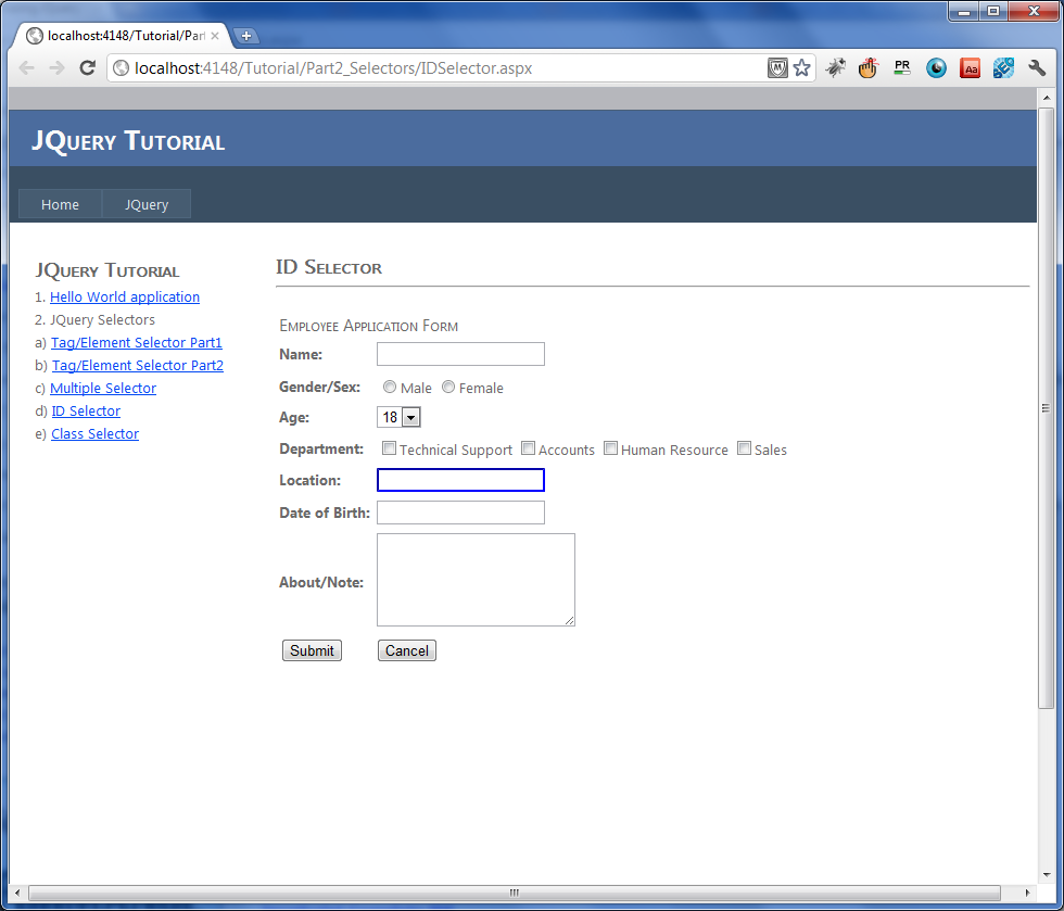 Id Selector Examples In Jquery Asp C Sql Blog