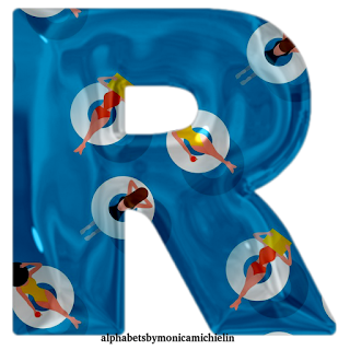 M. Michielin Alphabets: BLUE POOL FLOAT SEAMLESS ALPHABET AND ICONS PNG