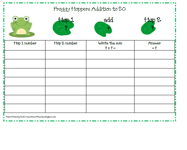 Frog Hopper maths freebies - Classroom Freebies