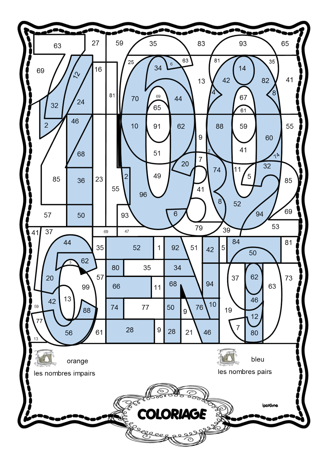 DECOTÂME...TÂME: le 100 ème jour : coloriage magique