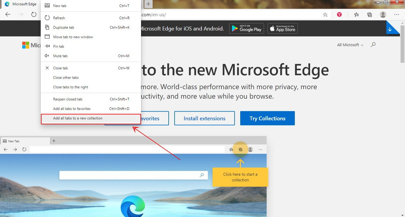 How to save open tabs for later in Microsoft Edge?