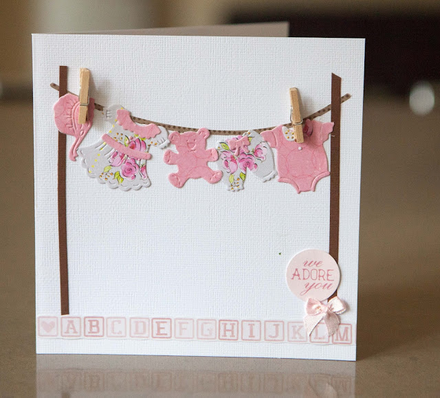 Creative Mayhem: Baby Girl Cards with Baby clothes on the washing line.