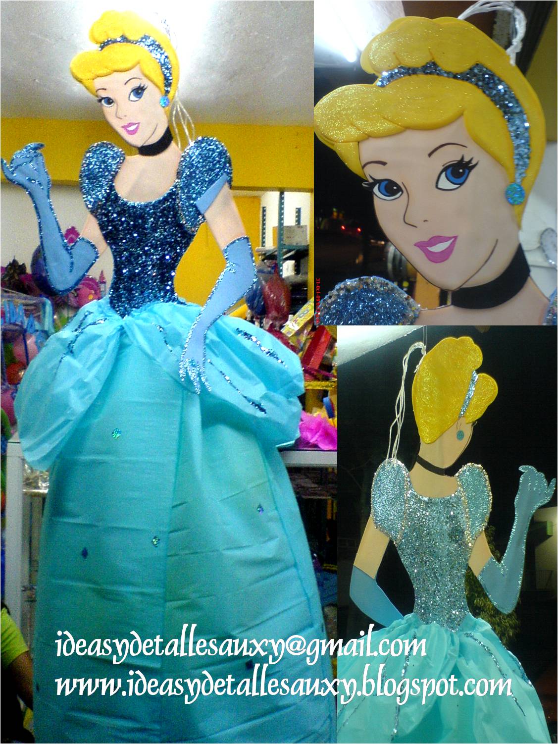 Ideas y Detalles Auxy: PIÑATA DE GLOBOS CENICIENTA