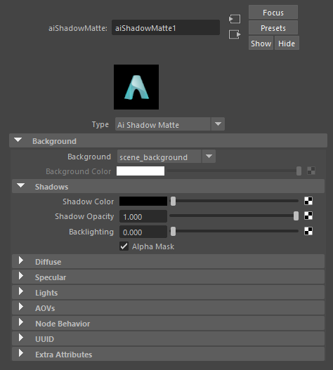【備忘録】Arnold Shadow Matte Material （影のみを描画 / useBackGround）【Maya】