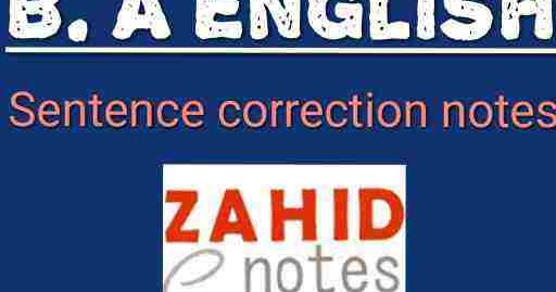 B A English Correction Of Sentences Zahid Notes