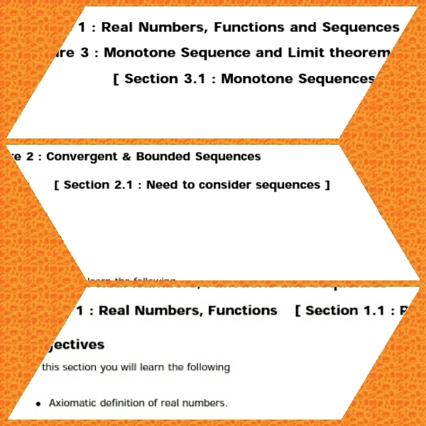 Education World : Lecturer notes-1 Real Numbers, Functions and Sequences