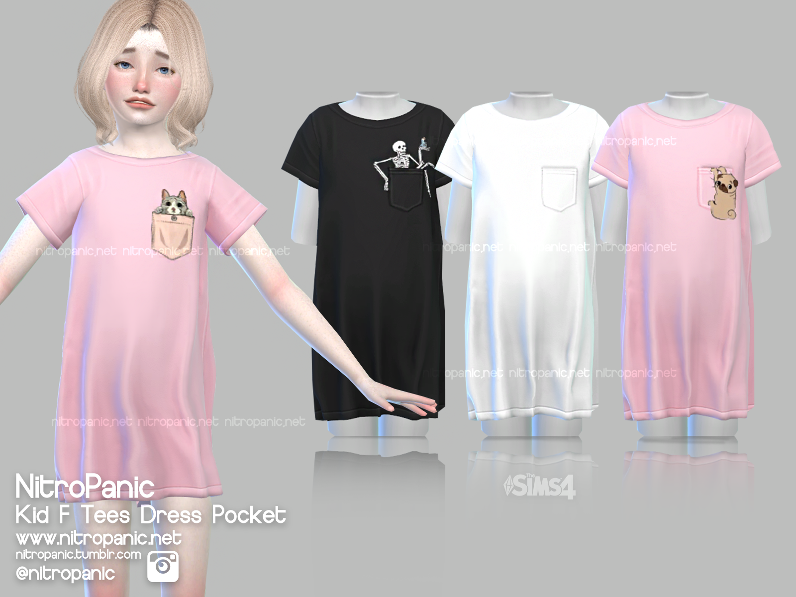 Kid F Tees Dress & Pocket Tees Dress for The Sims 4