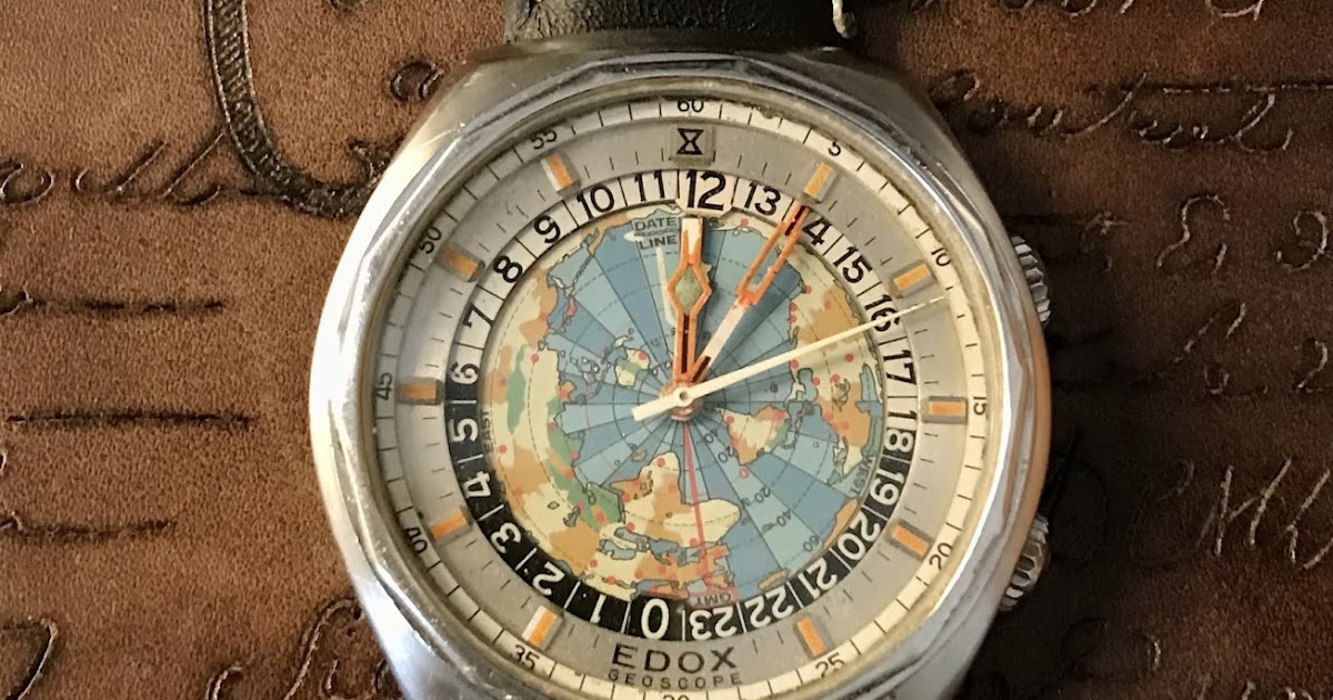 FS: Edox Geoscope 42mm GMT 1970s automatic watch with map dial ...
