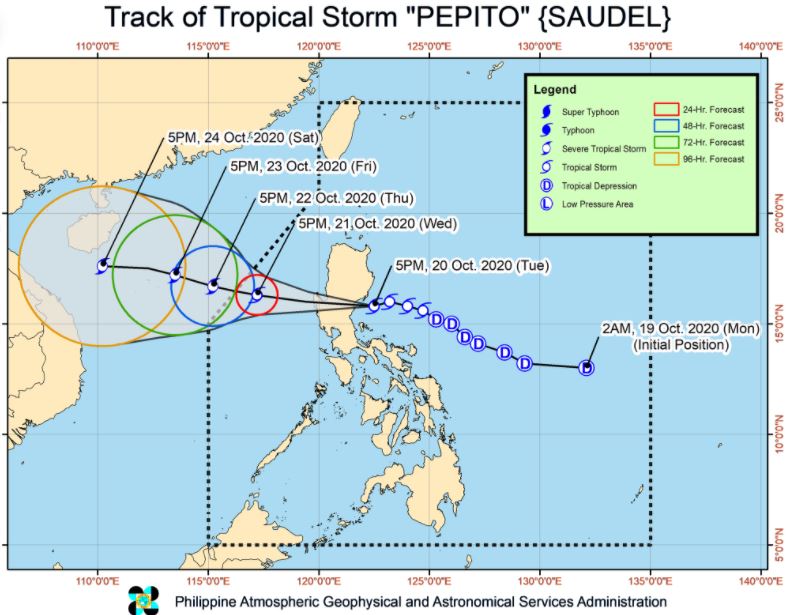 'Bagyong Pepito' endangers Aurora Province; Signal No. 2 up in 15 areas