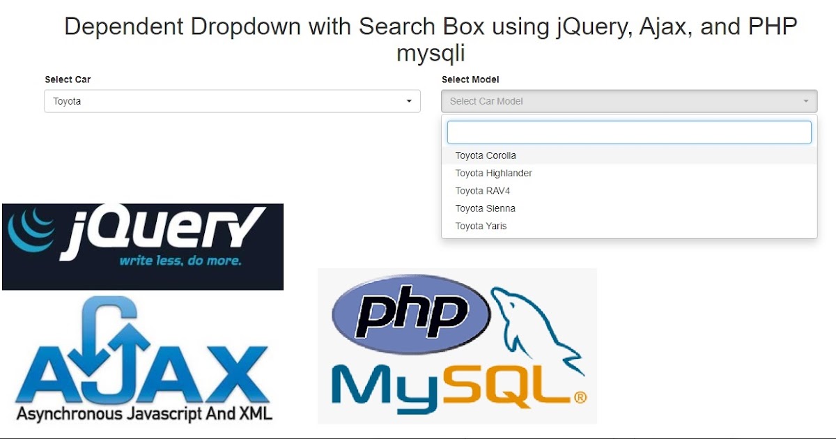 Dependent Dropdown With Search Box Using Jquery Ajax And Php Mysqli Tutorial101