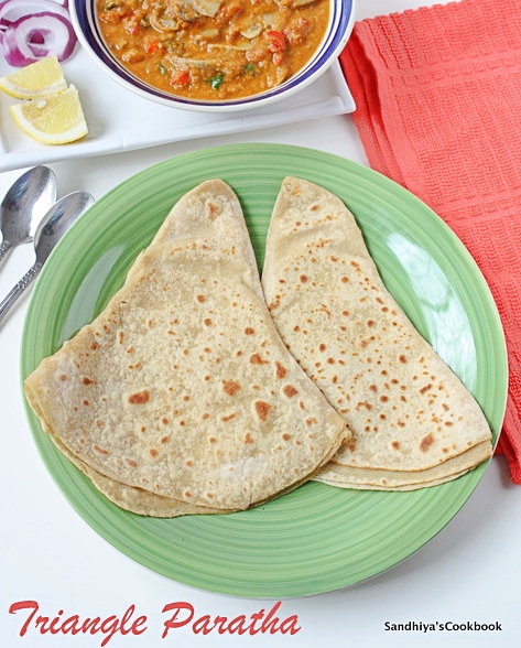 Sandhiya's Cookbook: Triangle Paratha | Layered Paratha | Paratha Recipe