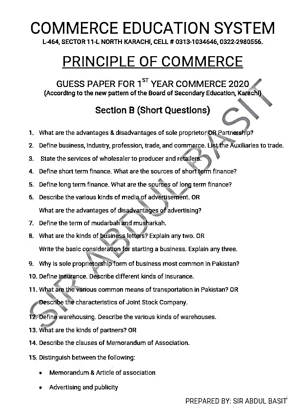 Education Is The Key To Success: Principle Of Commerce For Class XI ...