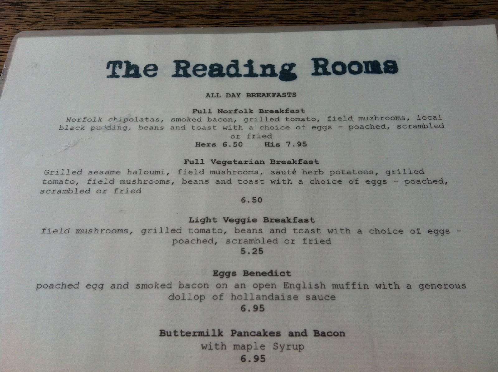 The Fry up Inspector: The Reading Rooms - Norwich