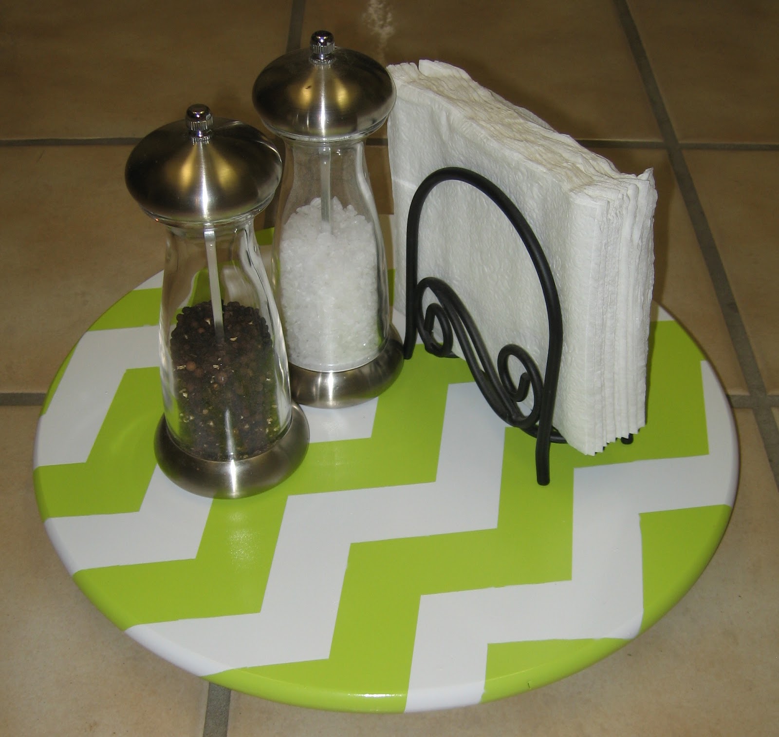 a kitchen table for two: Lazy Susan makeover & chevron stipe tutorial