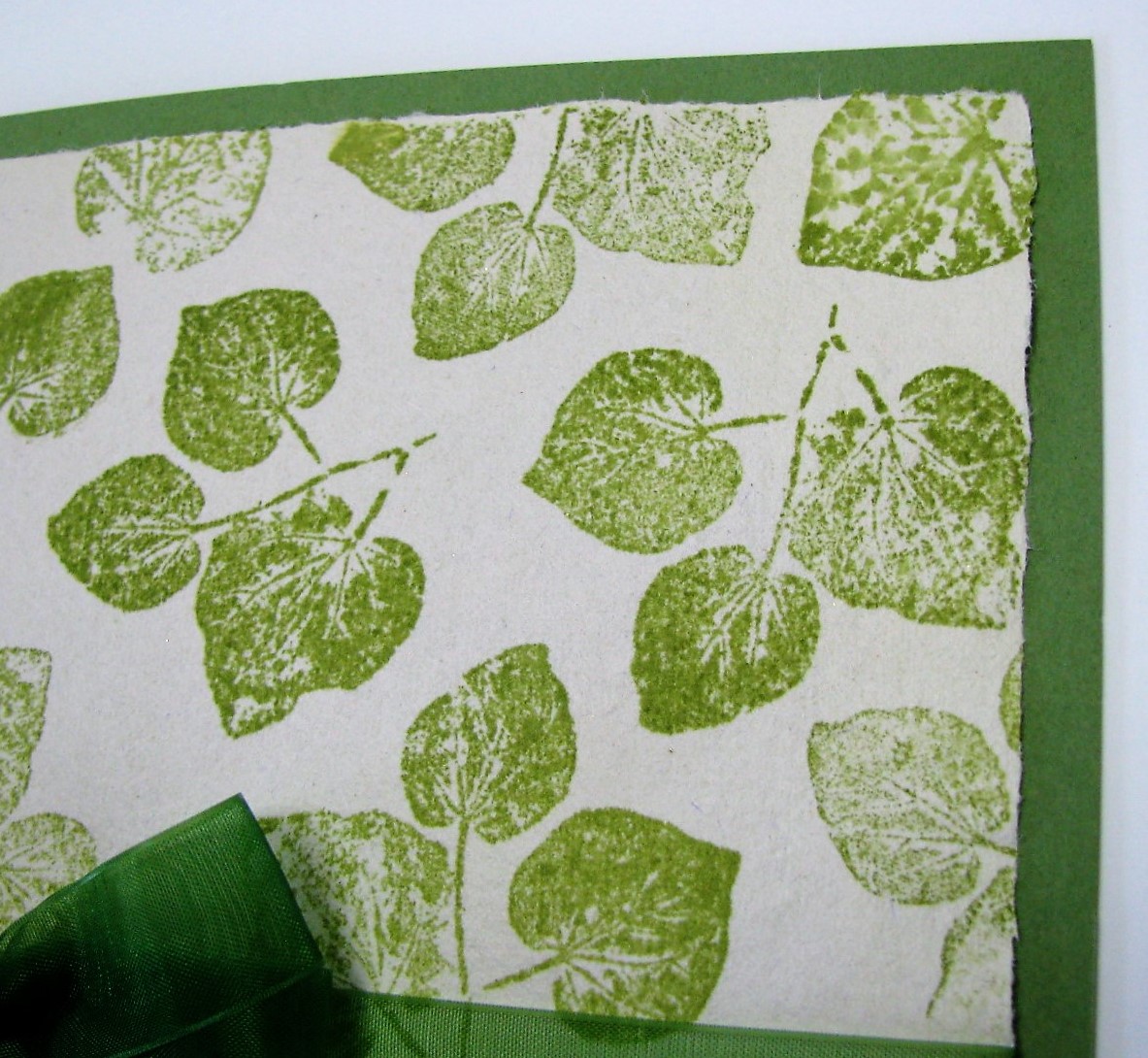 Leaf Imprint Stamped Card on Handmade Paper