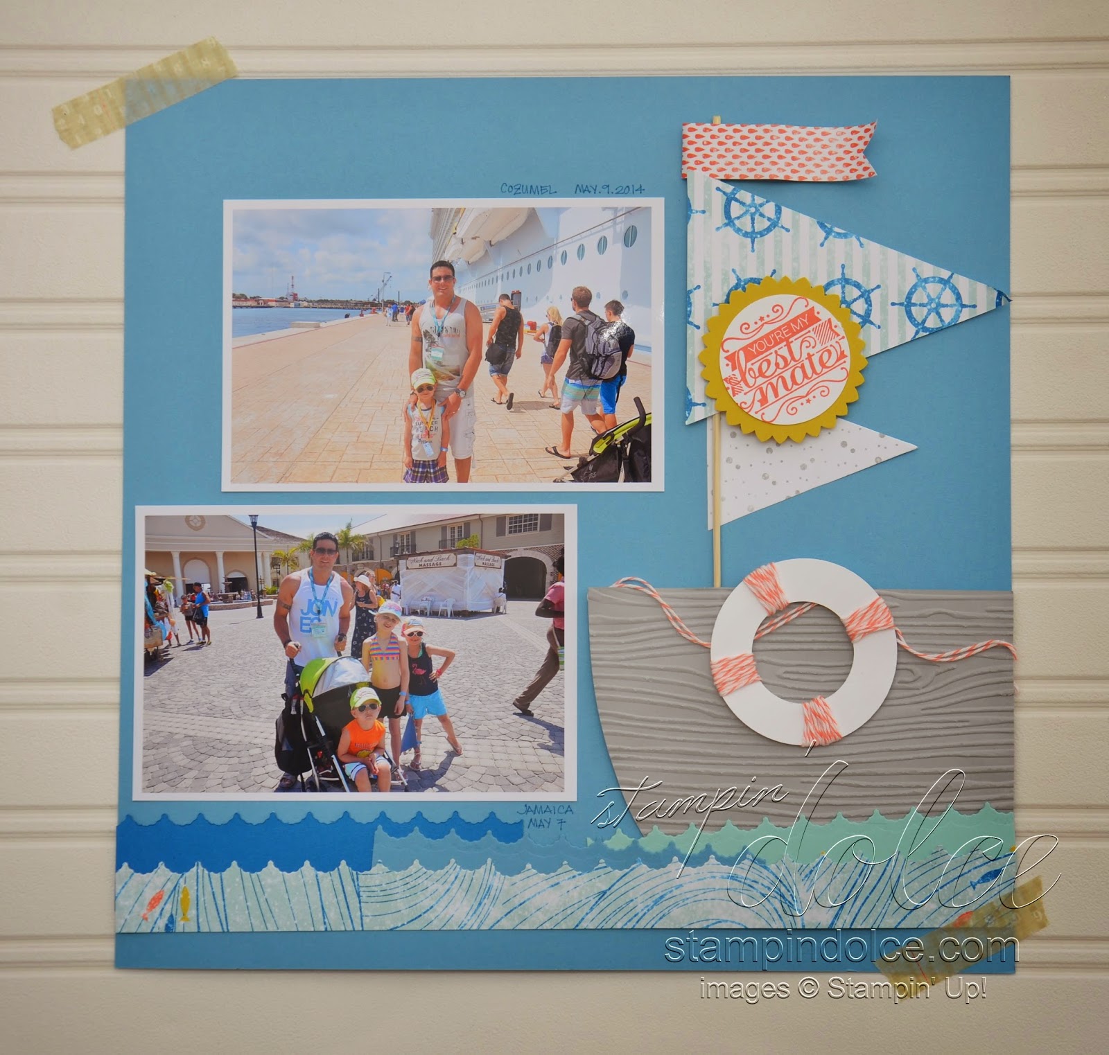Stampin' Dolce: nautical theme scrapbook layout & cards